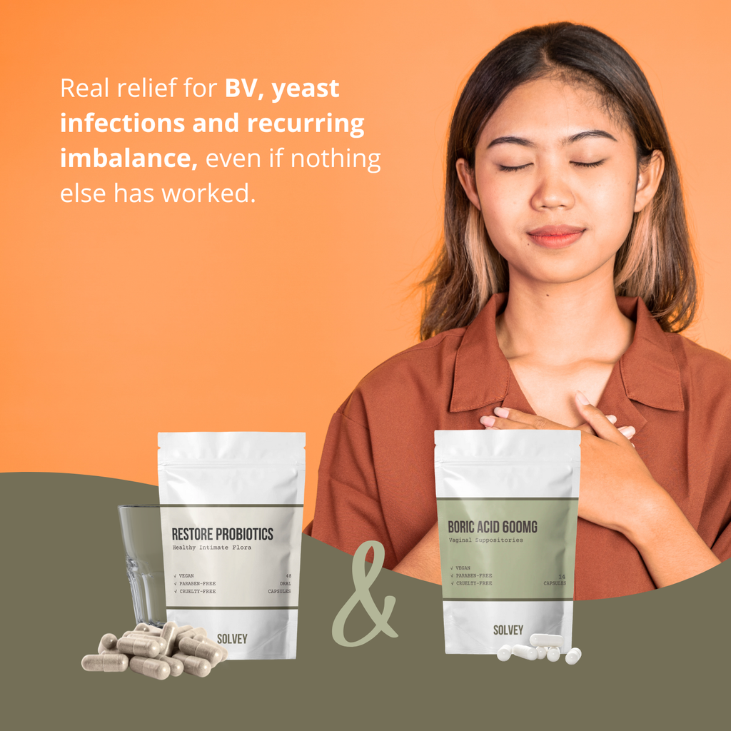 Boric Acid & Probiotics Bundle for BV & Yeast Infections | Solvey ...